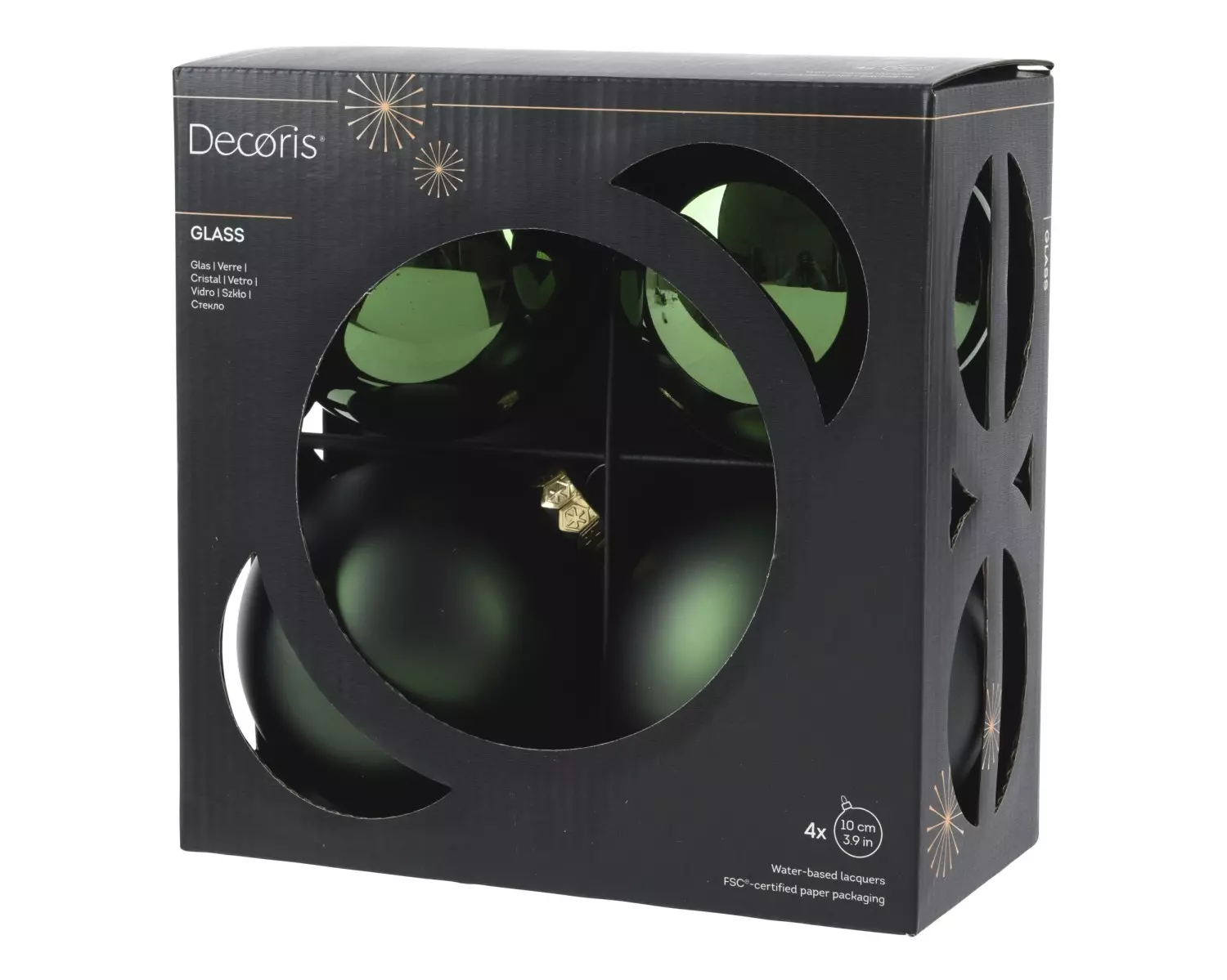 Julekuler glass 4 pk Ø10 cm grønn - Plantehallen AS