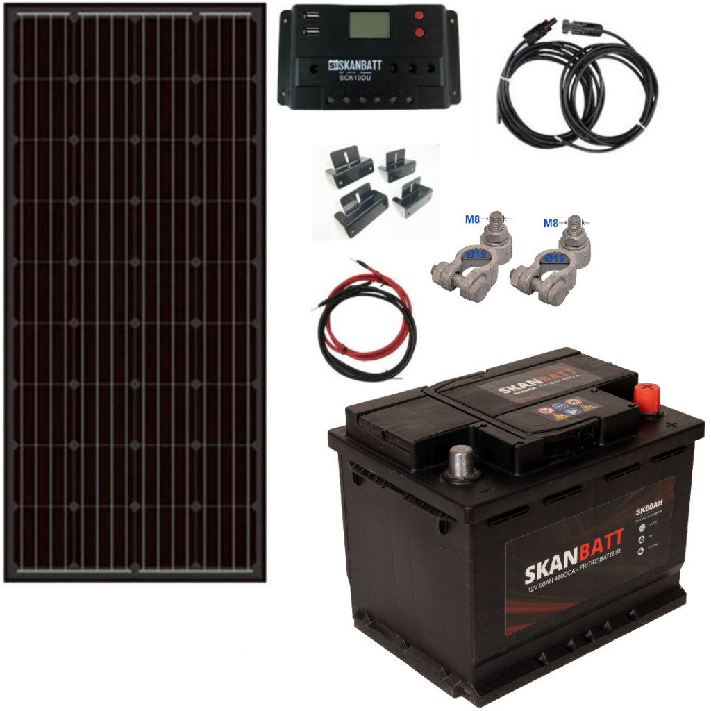 SKANBATT Solcellepakke HYTTE komplett - Mini - 12V - 80W - 60Ah ...